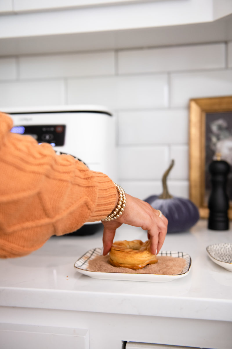 5 Minute Fall Donut Air Fryer Recipe - The Double Take Girls